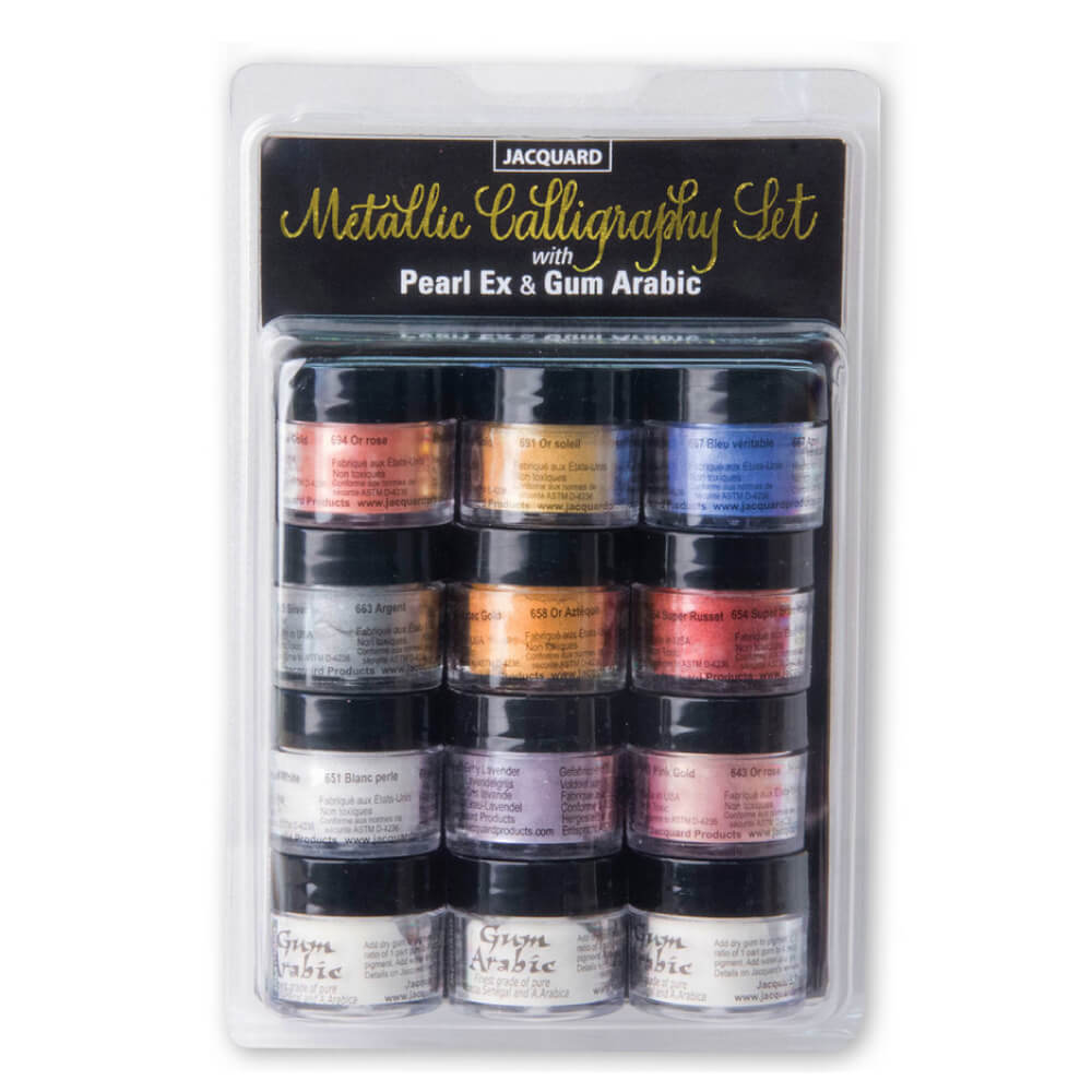 JACQUARD PEARL EX Calligraphy Set 12 Col Powdered Pigment